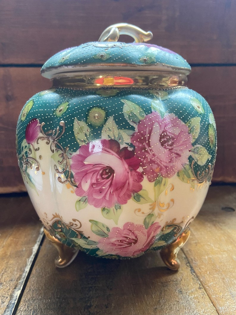 Antique Limoges Footed Cracker Biscuit Jar With Lid Nippon Jar - Etsy
