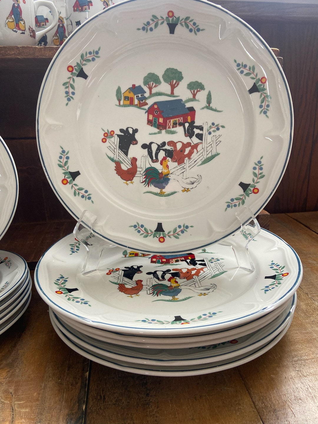 Vintage Oneida Stoneware Farm Friends Dishes Service for 6 - Etsy