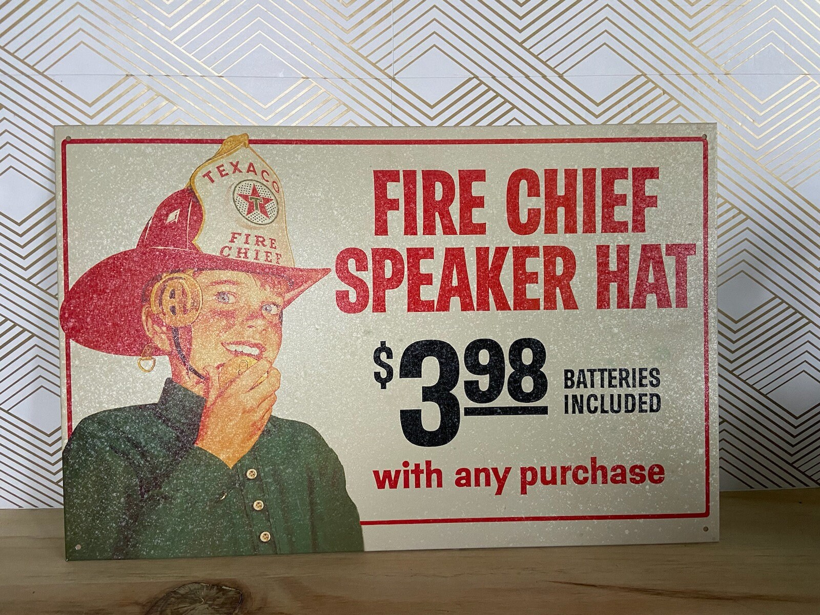 Vintage 1998 Reproduction Texaco Metal Sign Fire Chief Speaker Hat - Etsy