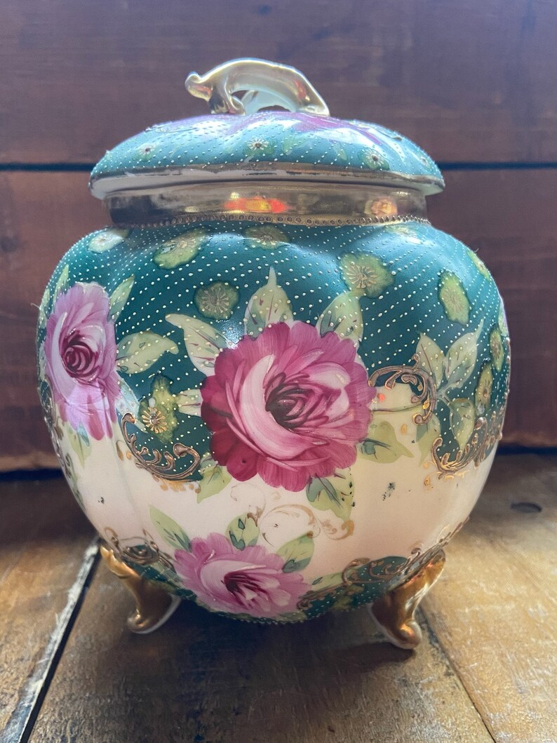 Antique Limoges Footed Cracker Biscuit Jar With Lid Nippon Jar - Etsy