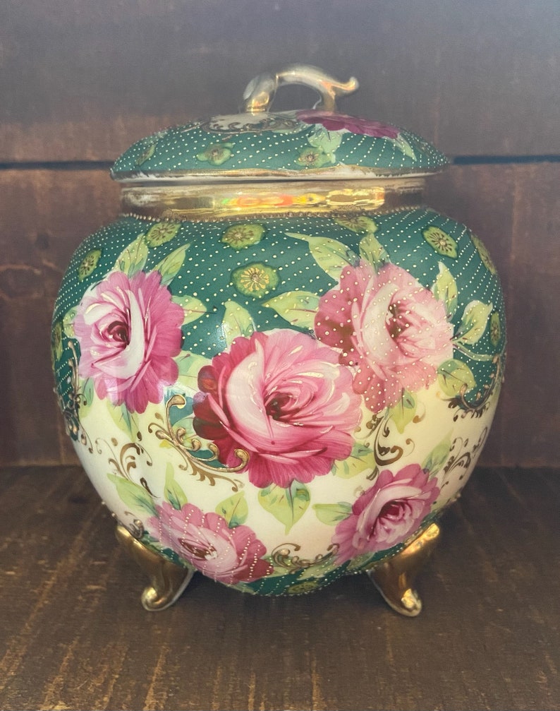 Antique Limoges Footed Cracker Biscuit Jar With Lid Nippon Jar - Etsy
