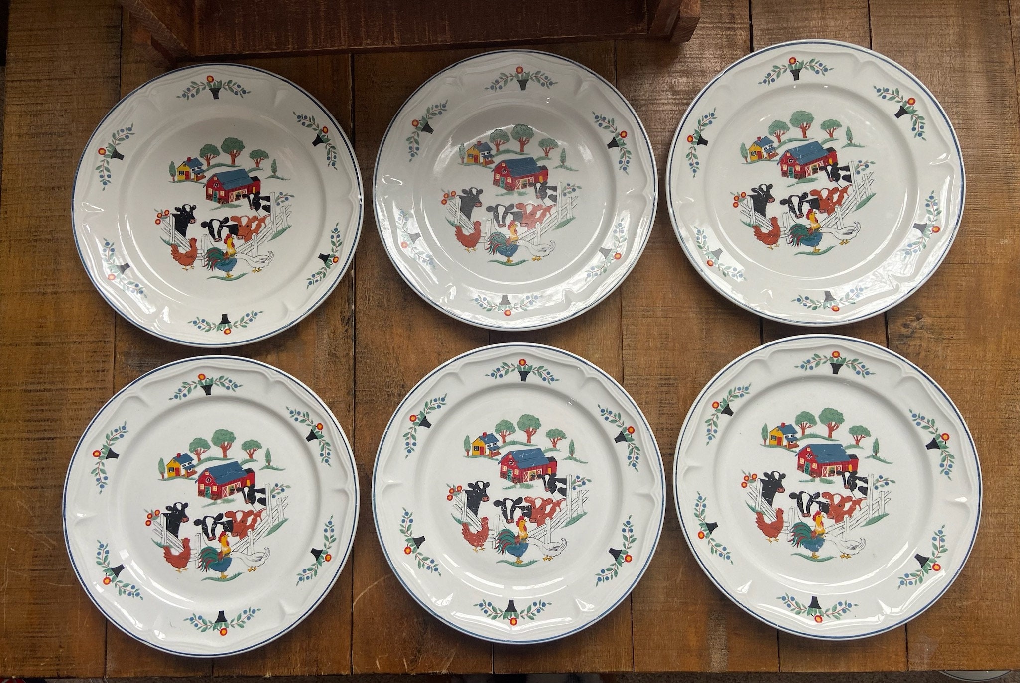 Vintage Oneida Stoneware Farm Friends Dishes Service for 6 - Etsy