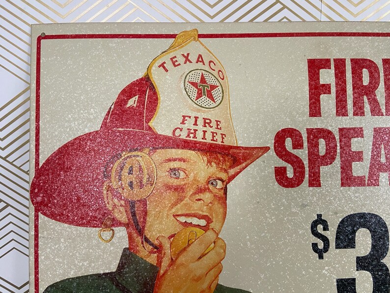 Vintage 1998 Reproduction Texaco Metal Sign Fire Chief Speaker Hat - Etsy
