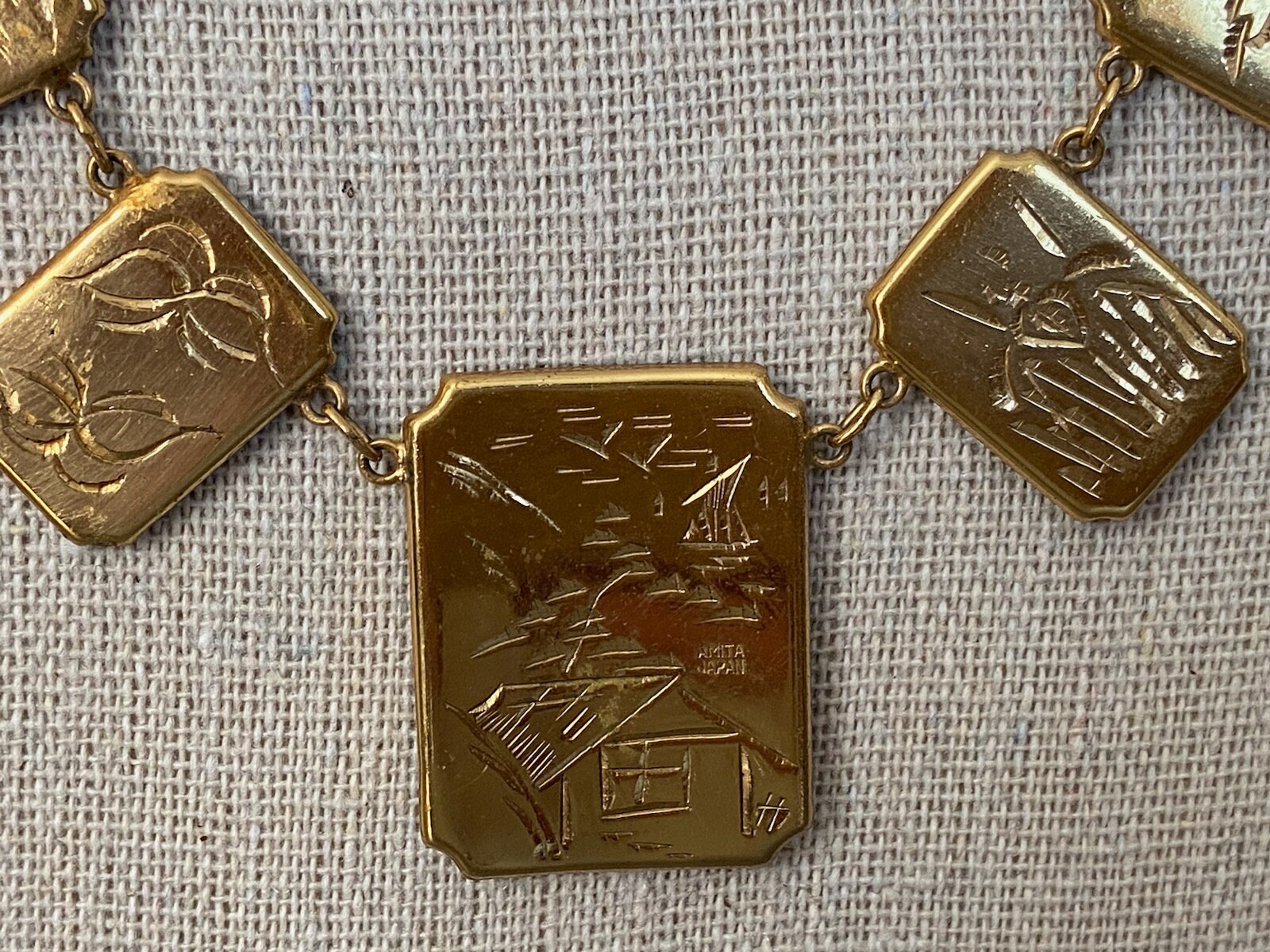 Vintage Japanese Damascene Necklace by Amita Japan - Etsy