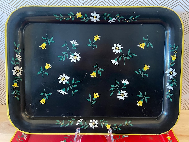 Vintage MCM Metal Lap Trays Snack Trays or Serving Trays Set of 4 - Etsy