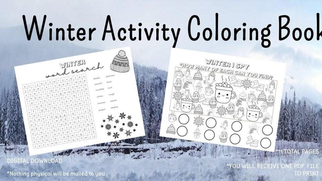 11 Digital Download Printable Winter Activity Coloring Pages, Winter ...