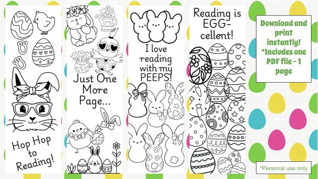 Printable April Easter Coloring Bookmarks for Kids, Classroom Coloring ...