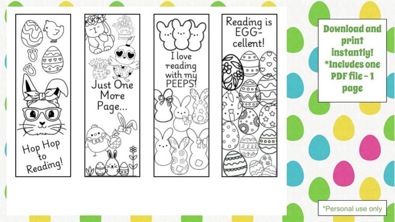 Printable April Easter Coloring Bookmarks for Kids, Classroom Coloring ...