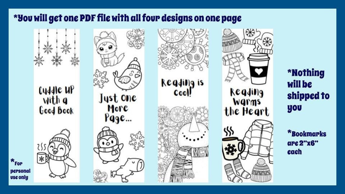 Printable Winter Coloring Bookmarks for Kids, Classroom Coloring ...