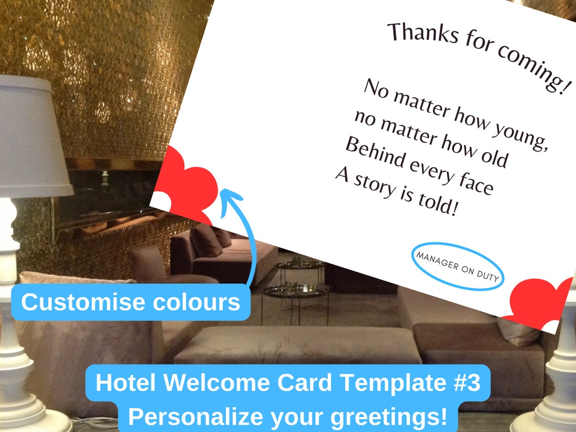 Hotel Guest Welcome Card Template 3 - Etsy