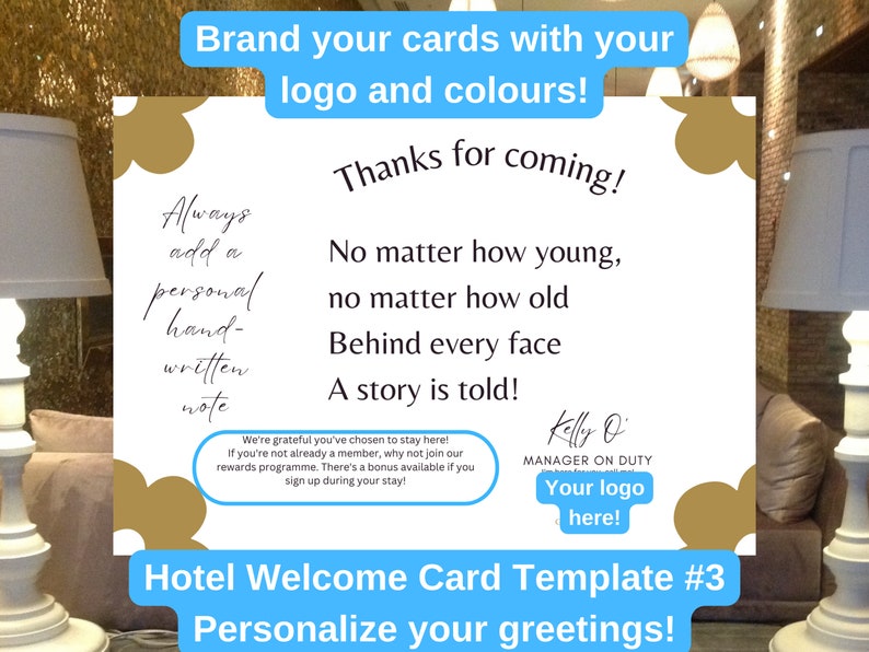 Hotel Guest Welcome Card Template 3 - Etsy