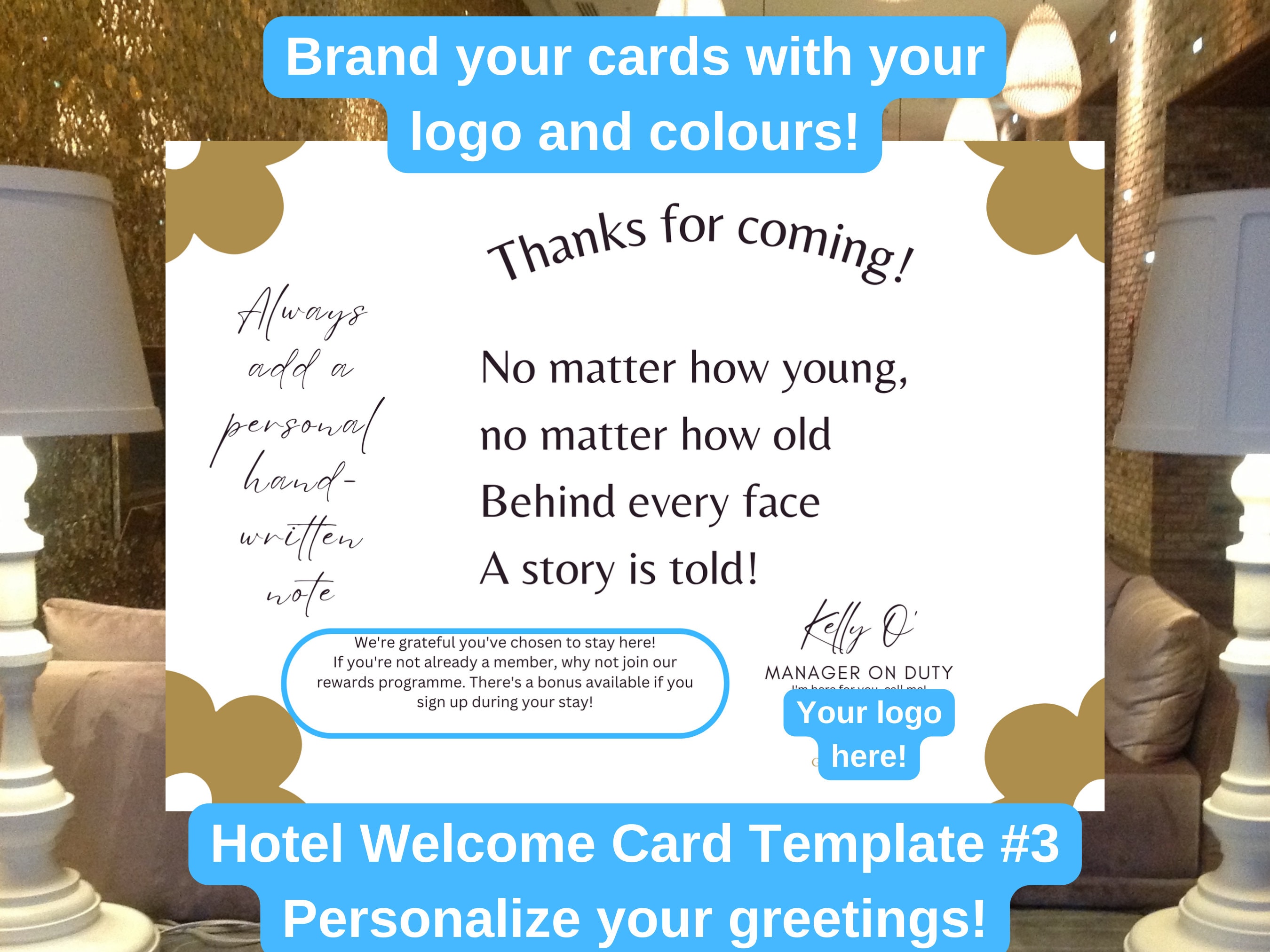 Hotel Guest Welcome Card Template 3 - Etsy