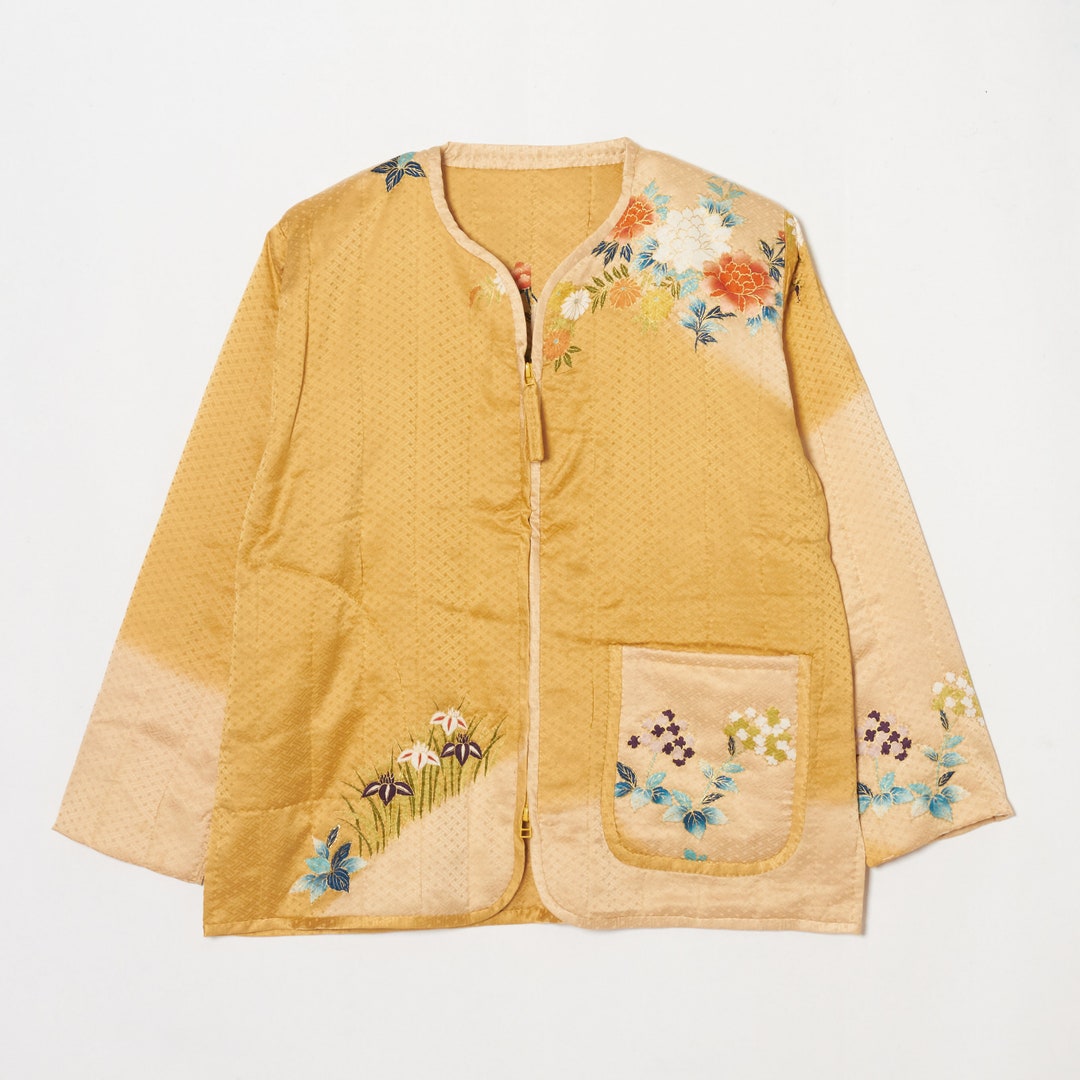 Japanese Quilt Jacket Made From Vintage Kimono, Oversized Padded Liner ...