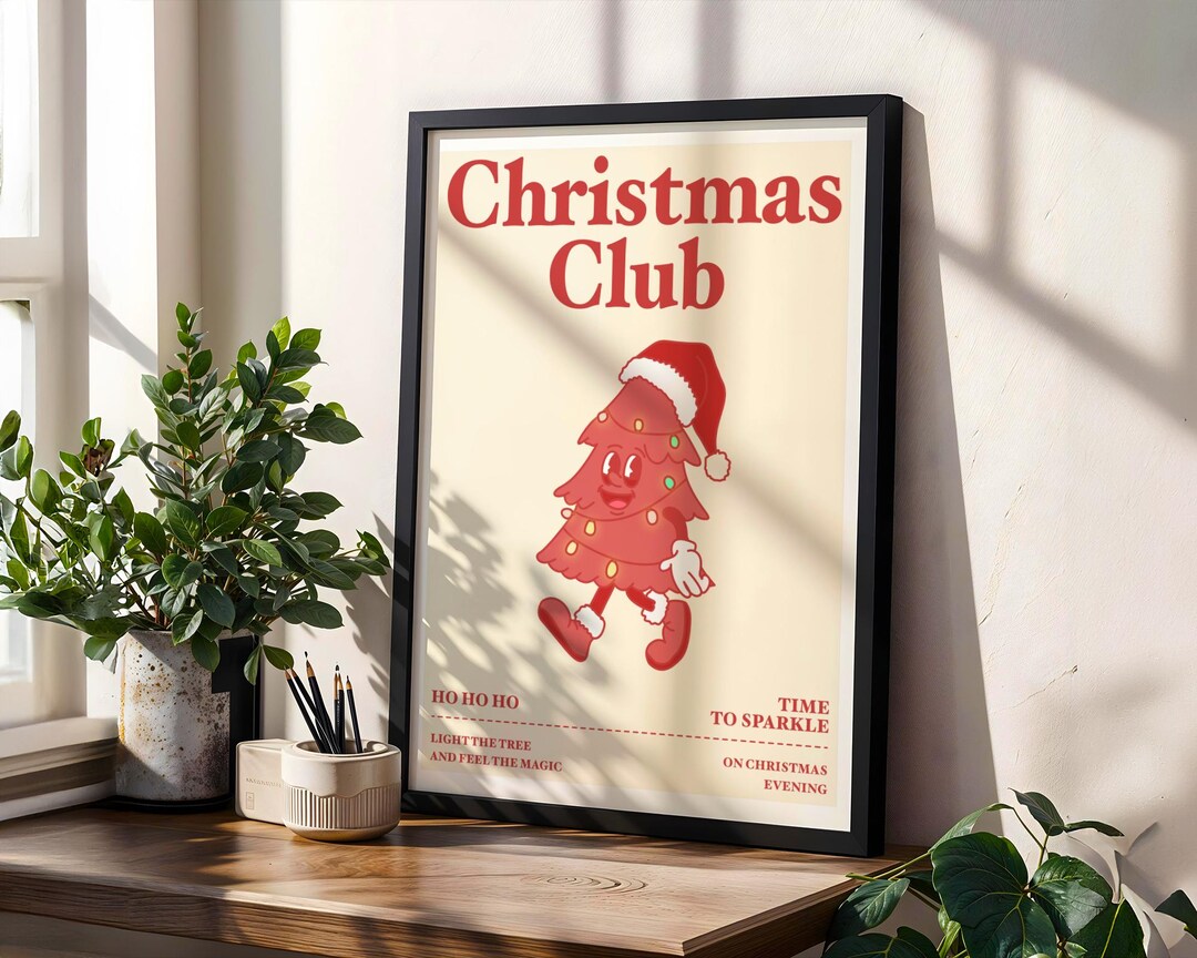 Christmas Club Poster, Wall Decor, Poster, Aesthetic, Christmas ...