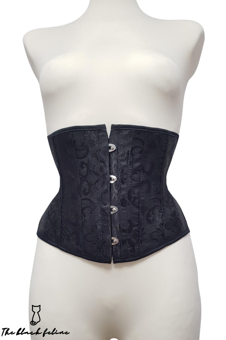 Underbust Floral Corset Black Waspie 24 Steel Boned Corsets Waist ...