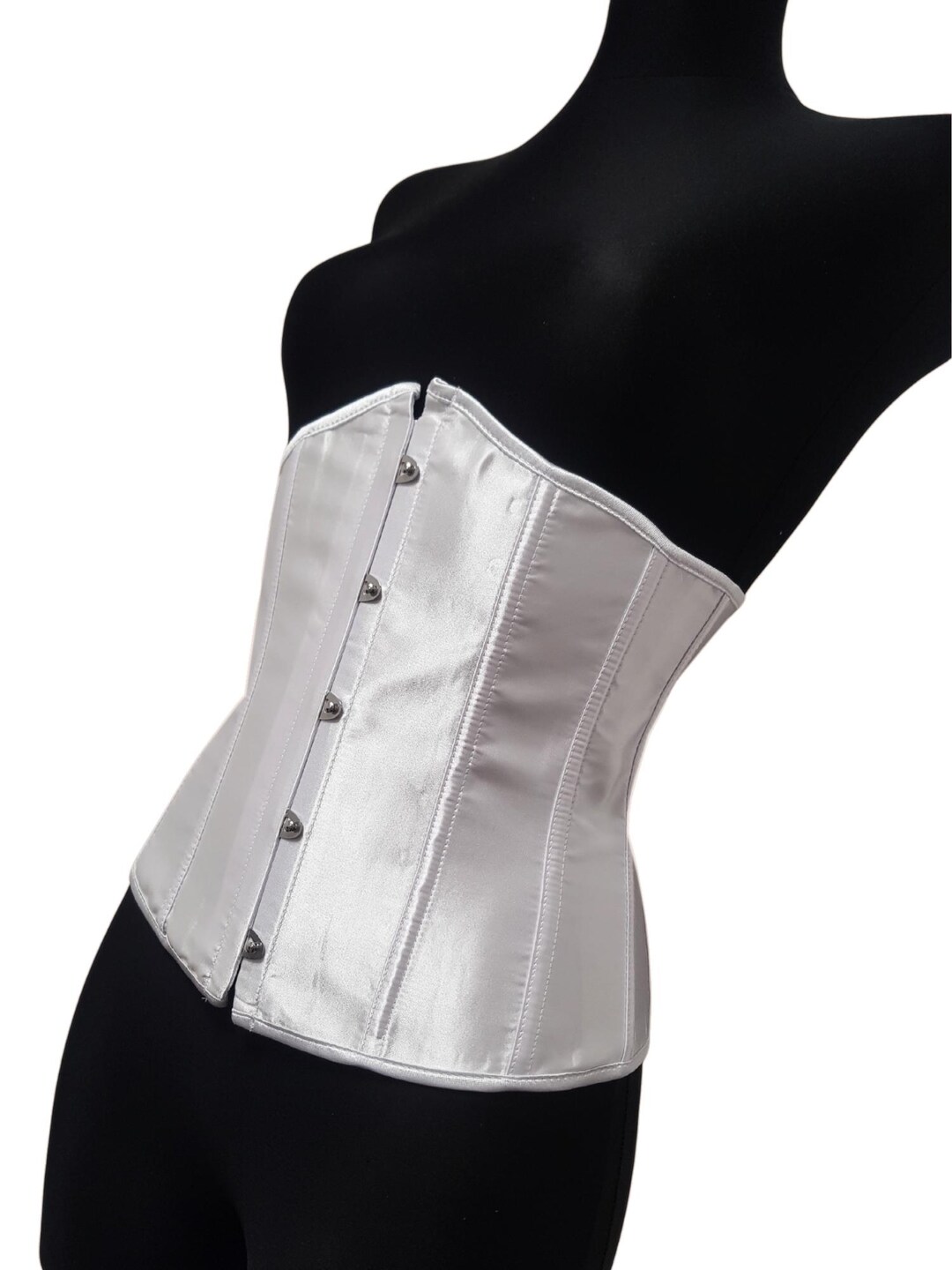 Underbust Satin Corset White Belt Corsets Waist Trainer White Corset ...