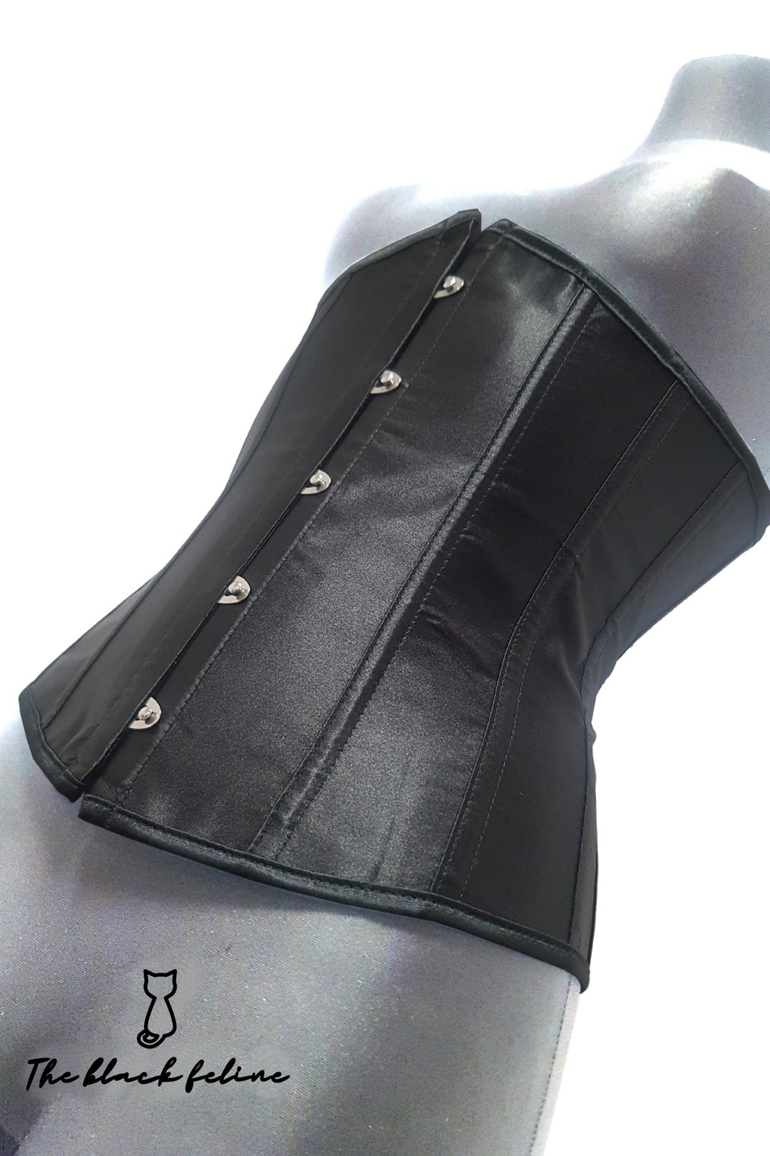 Underbust Satin Corset Black Belt Corsets Waist Trainer Victorian White ...