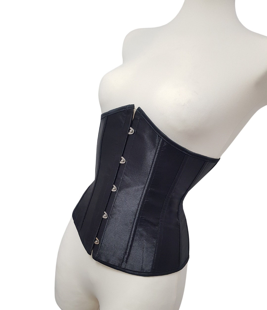 Underbust Satin Corset Black Belt Corsets Waist Trainer Victorian ...