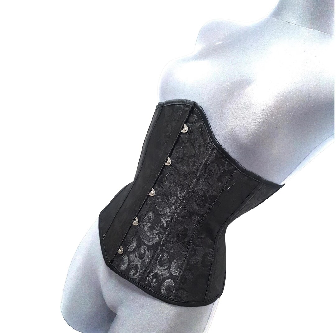 Underbust Corset Black Belt Floral Corsets Waist Trainer Victorian ...