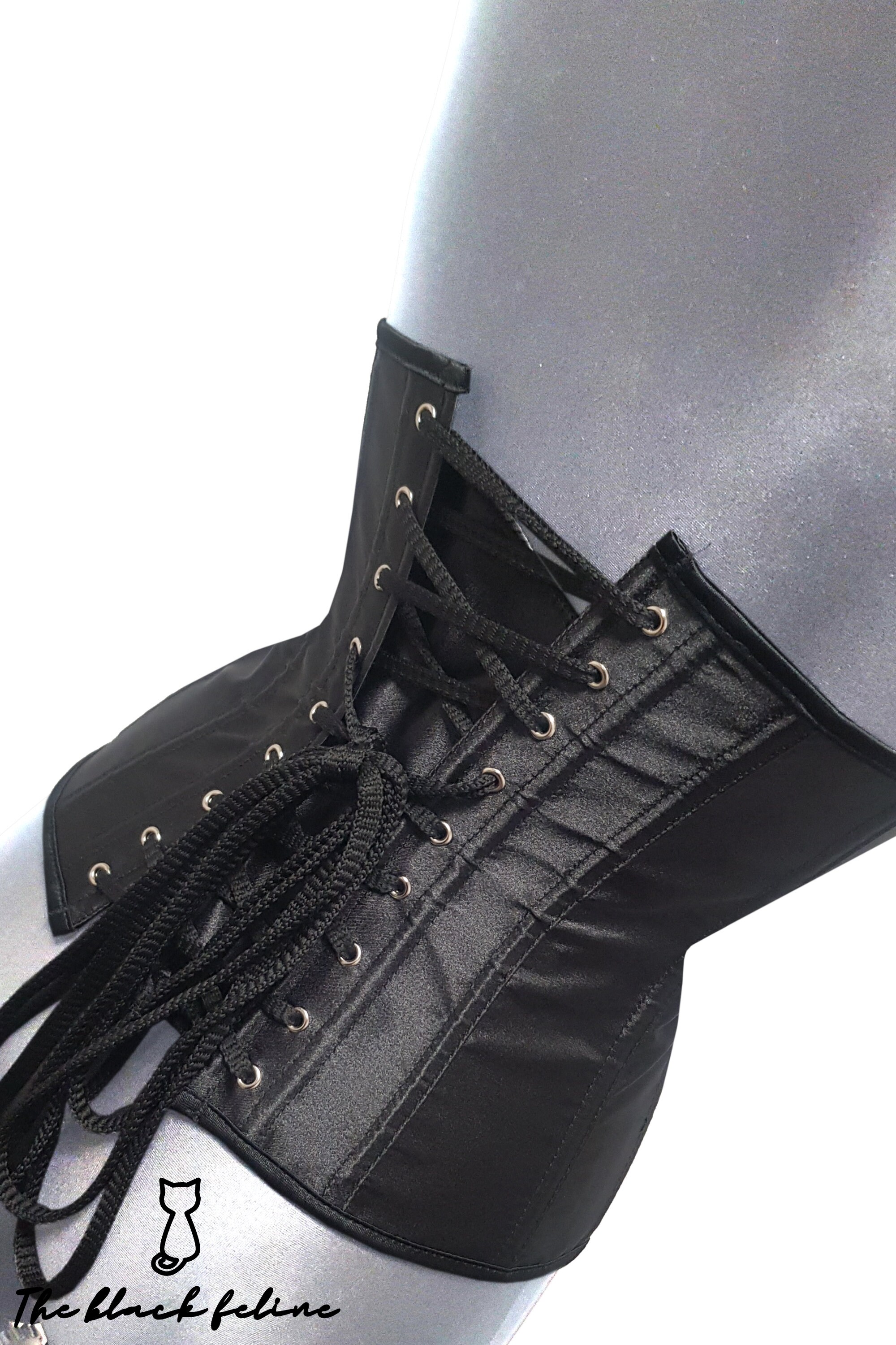 Underbust Satin Corset Black Belt Corsets Waist Trainer Victorian ...