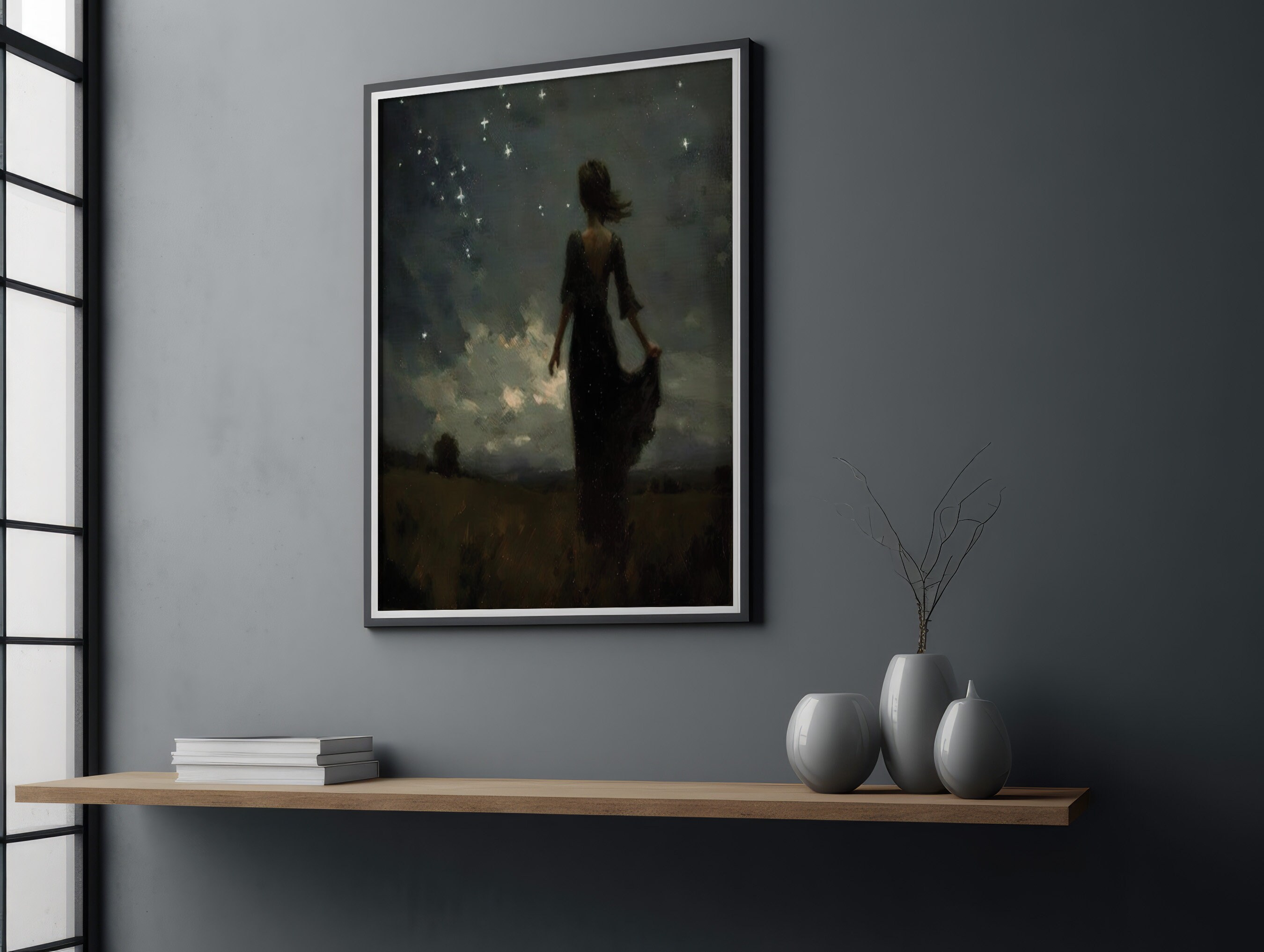 Starry Night Sky Women Portrait Digital Download Printable Wall Art ...