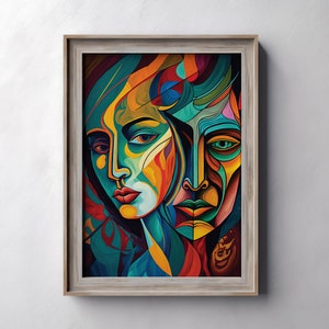 Pablo Picasso Colorful Portrait Digital Printable Wall Art Print ...