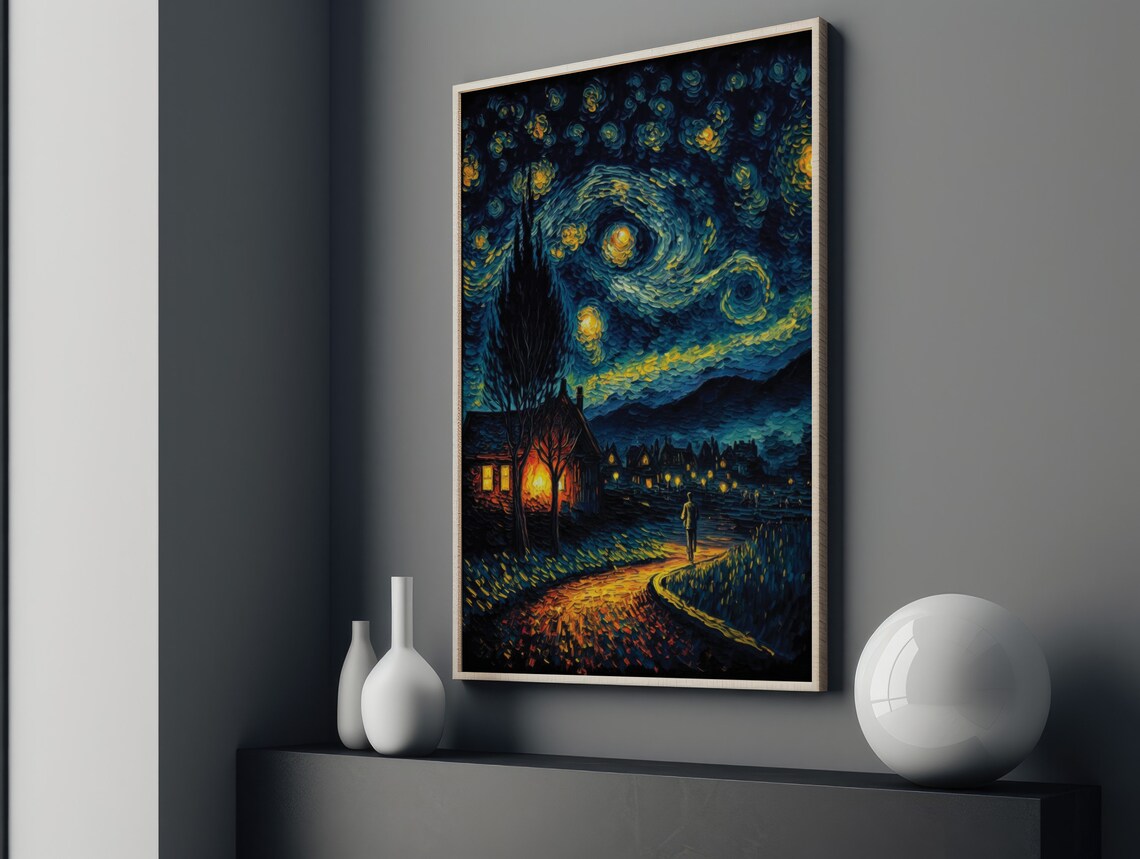 The Starry Night Sky Van Gogh Oil Painting Digital Printable Wall Art ...