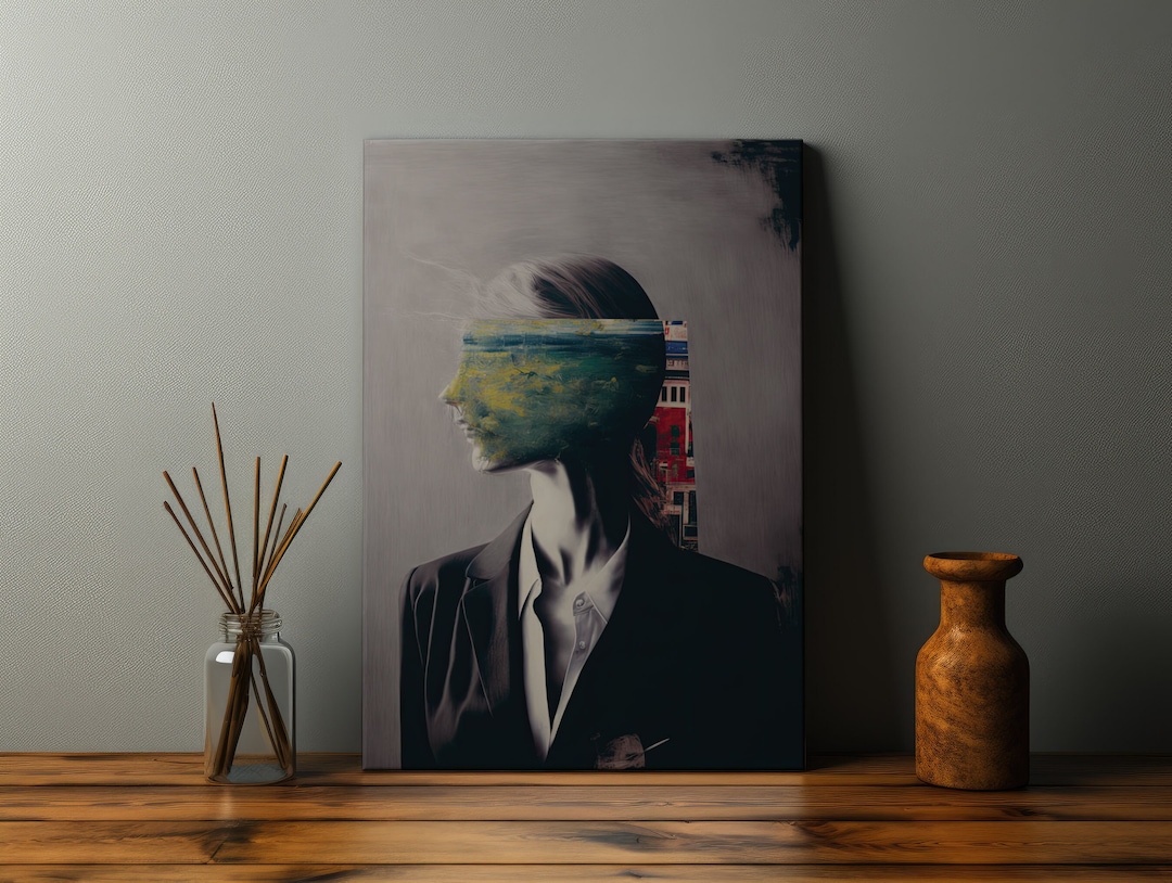 Distortion Face Portrait Digital Printable Wall Art Instant Download ...