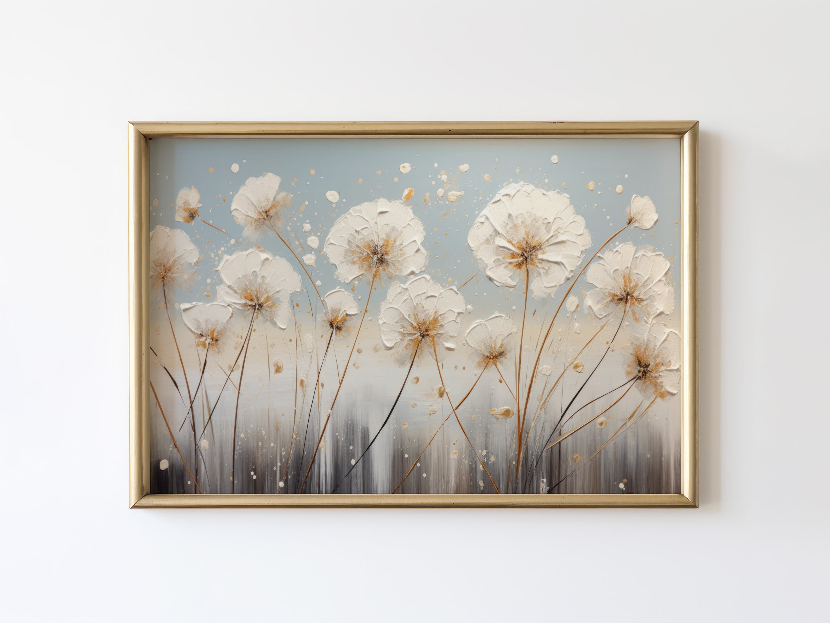 Dandelion Artwork Oil Painting Digital Printable Wall Art Instant ...