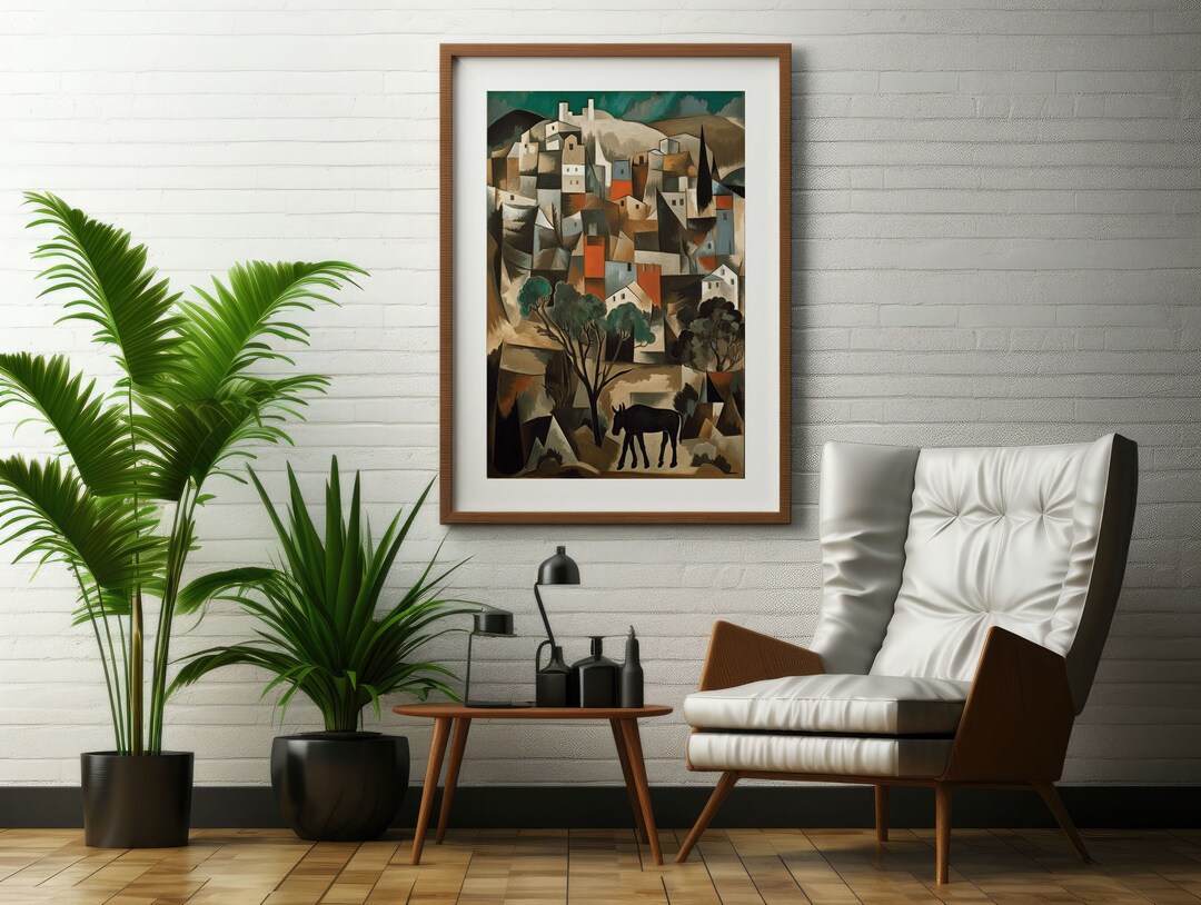 Picasso Cahotic City Landscape Cubism Oil Paint Digital Printable Wall ...