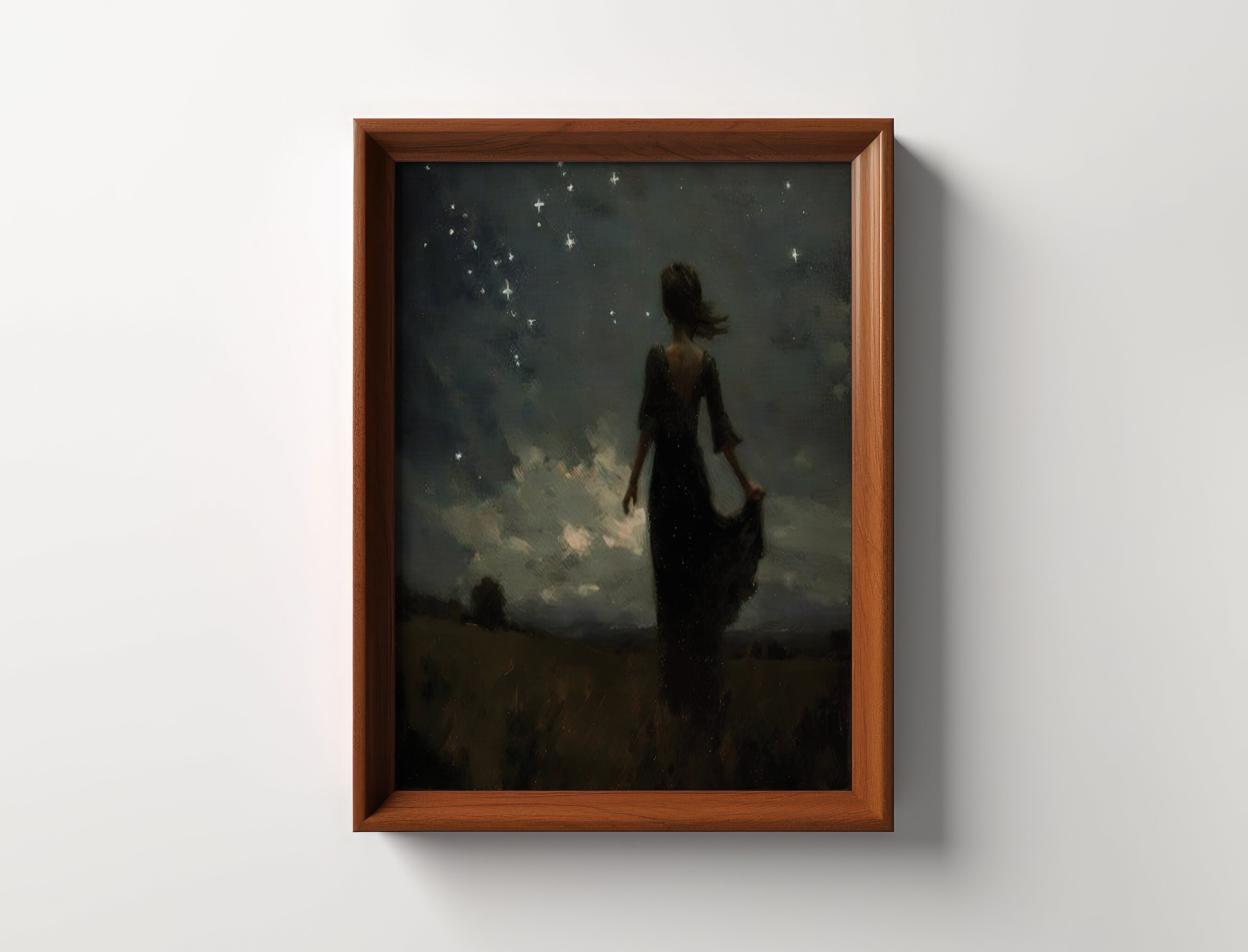 Starry Night Sky Women Portrait Digital Download Printable Wall Art ...