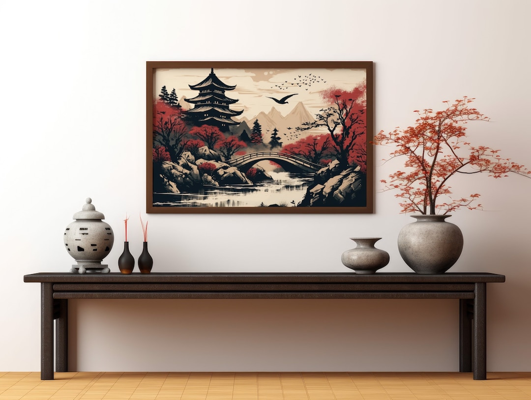 Japanese Arts Landscape Print Digital Printable Wall Art Decor Instant ...