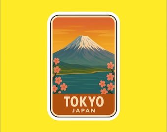 Vintage 1950's Style Tokyo Japan Retro Travel Decal Sticker State Map ...