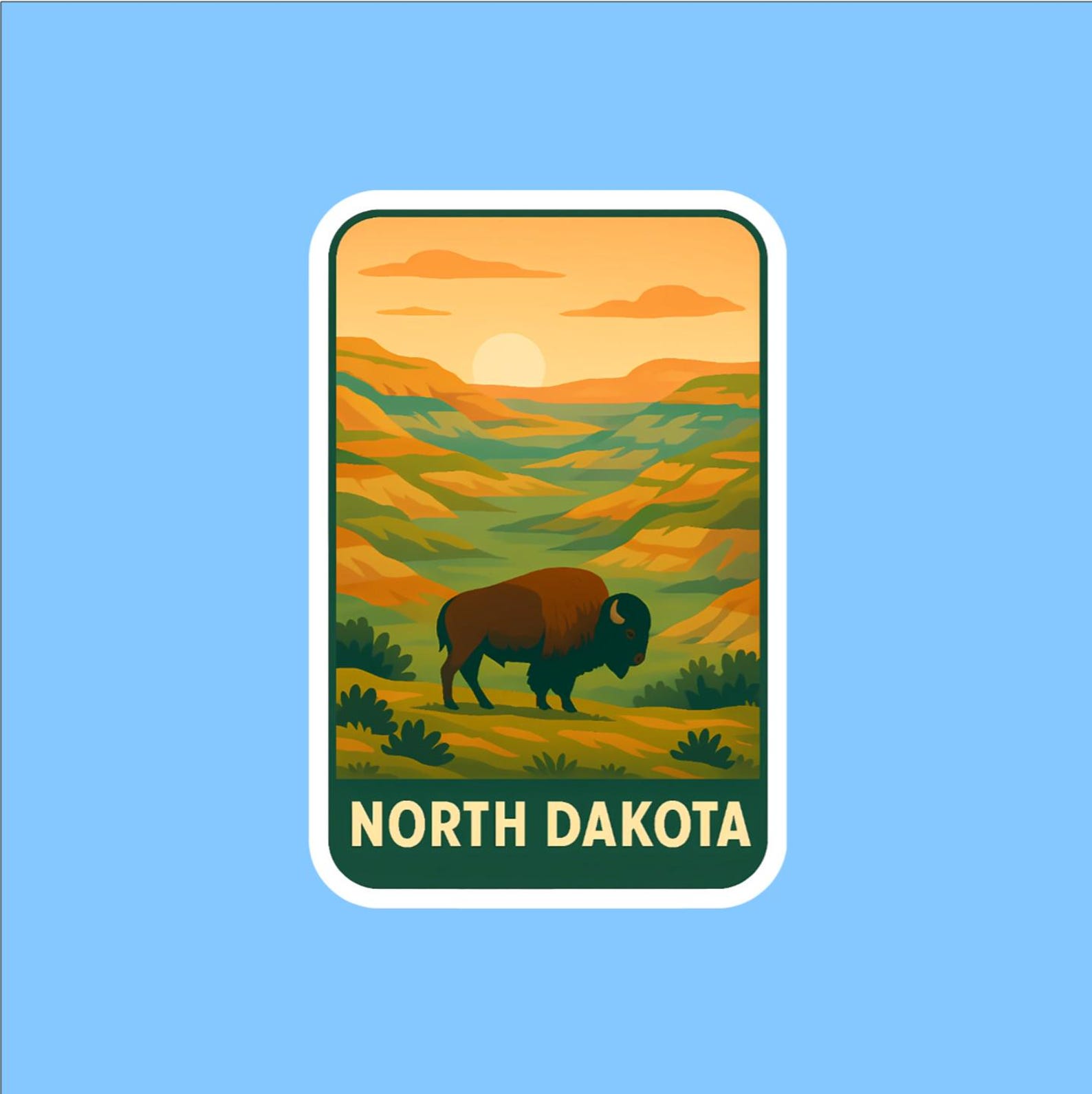 State of North Dakota Collectible Travel Sticker - Etsy