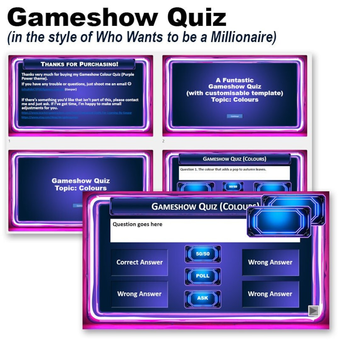 Gameshow Quiz (in the Style of Who Wants to Be a Millionaire) Topic ...