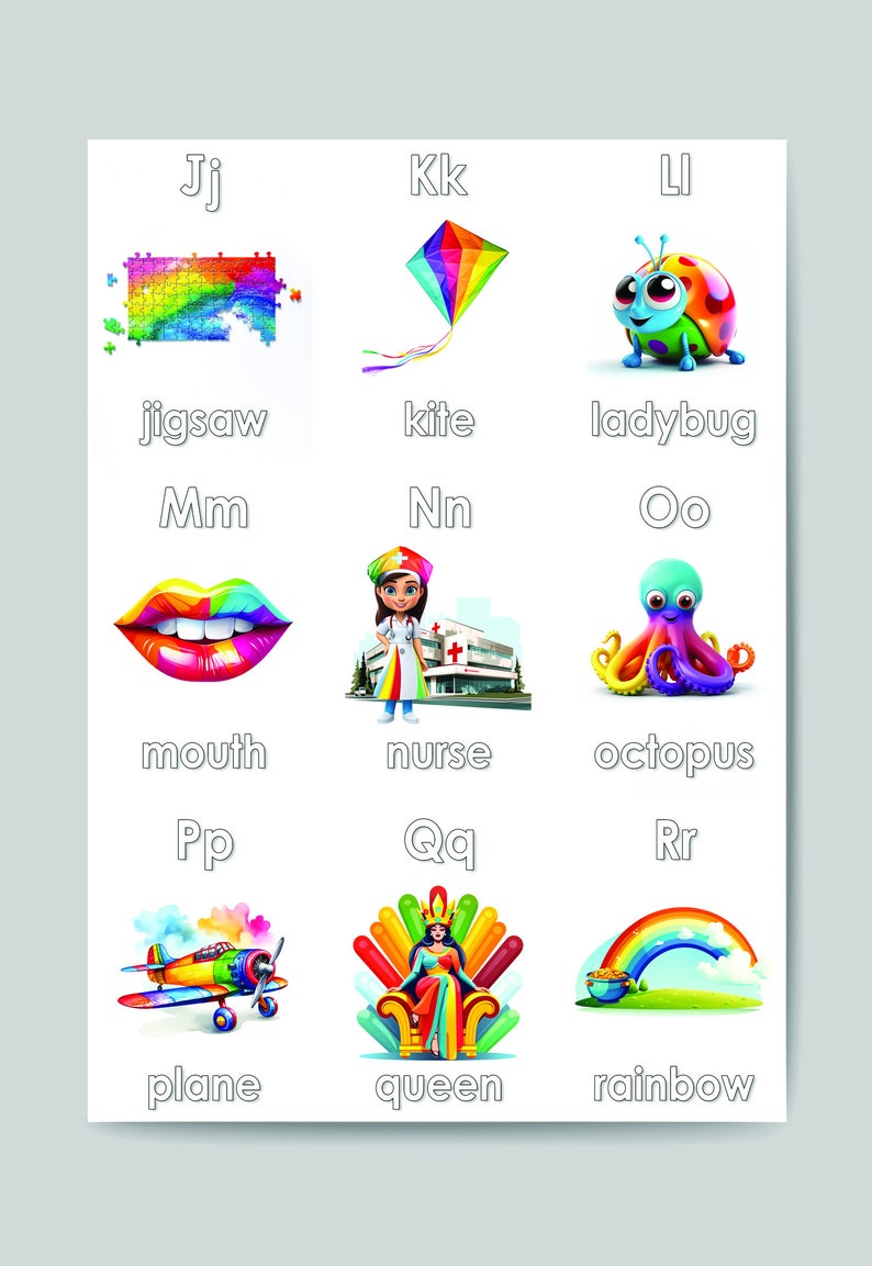 Rainbow Alphabet Flash Cards ABC Cards Kids Room Decor A to Z - Etsy