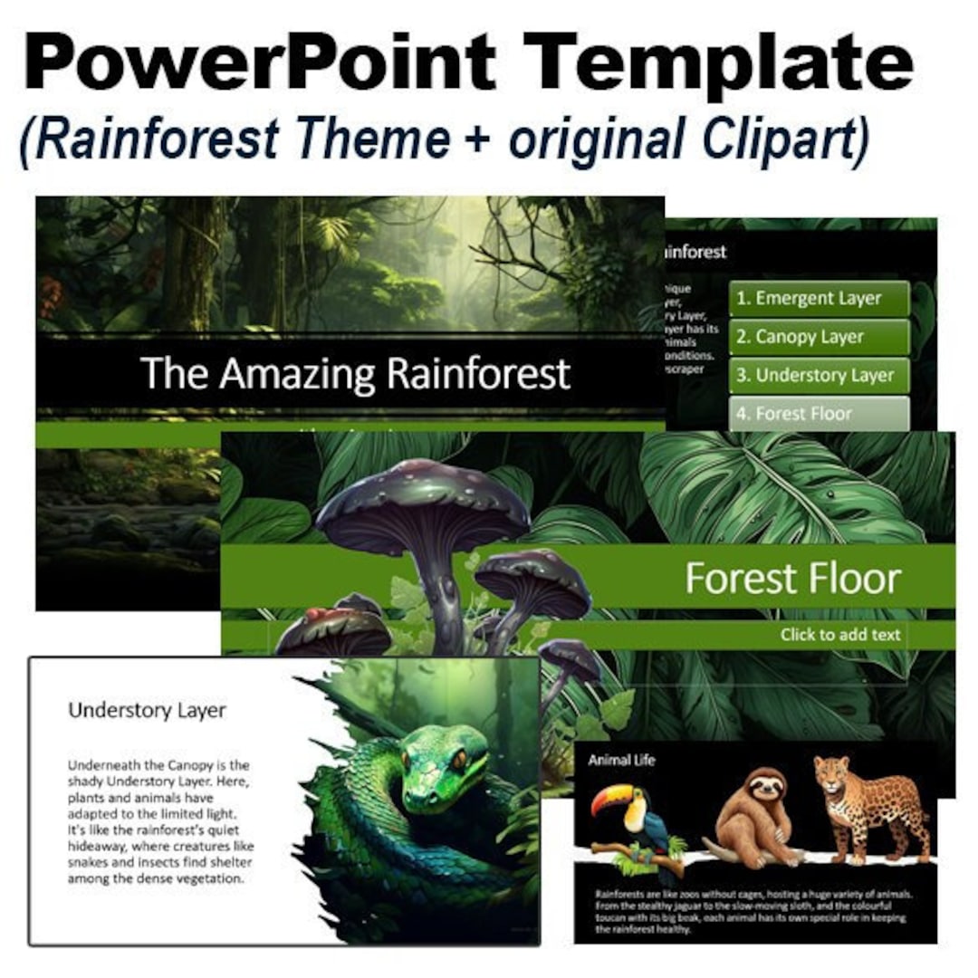 Powerpoint Template - Rainforest Theme (plus Some Clipart) - Etsy