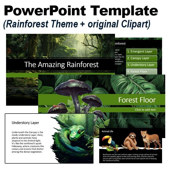 Powerpoint Template - Rainforest Theme (plus Some Clipart) - Etsy
