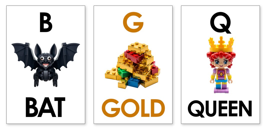 Building Blocks Alphabet Flash Cards ABC Cards Kids Room Decor A to Z Cards Digital Download 6x4 ...