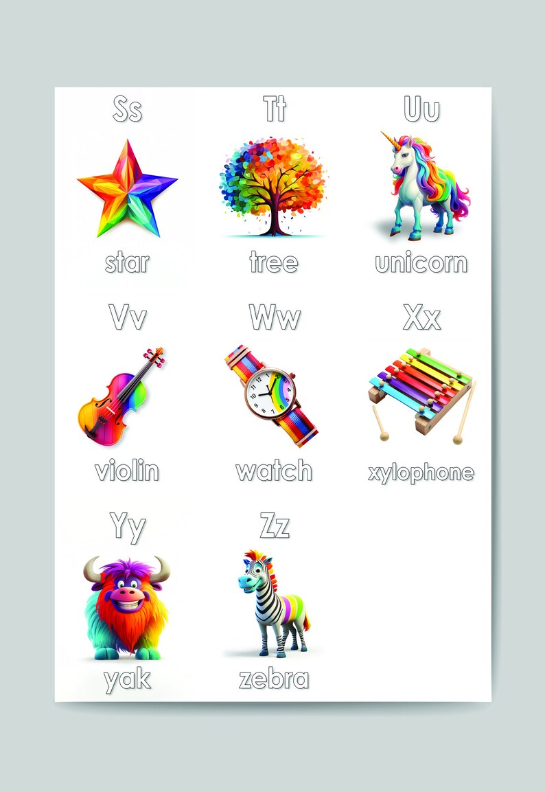 Rainbow Alphabet Flash Cards ABC Cards Kids Room Decor A to Z - Etsy