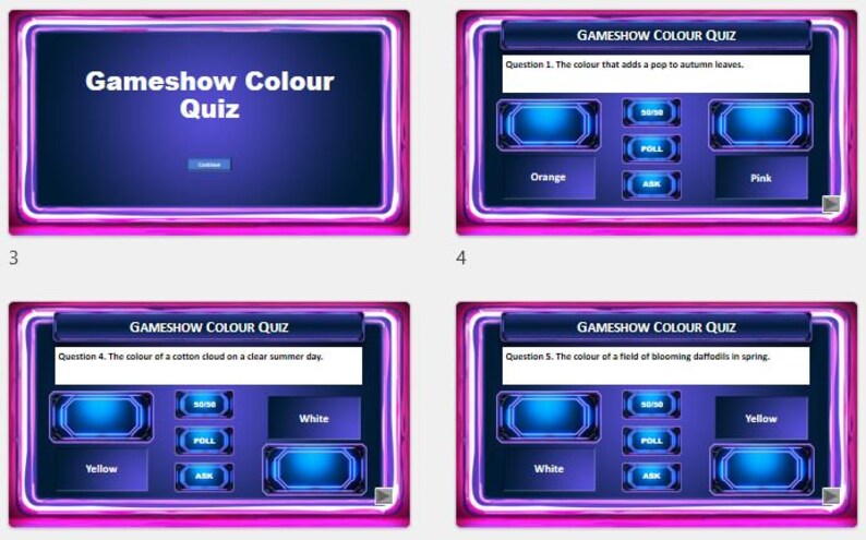 Gameshow Quiz (in the Style of Who Wants to Be a Millionaire) Topic: Colours, Powerpoint Based ...
