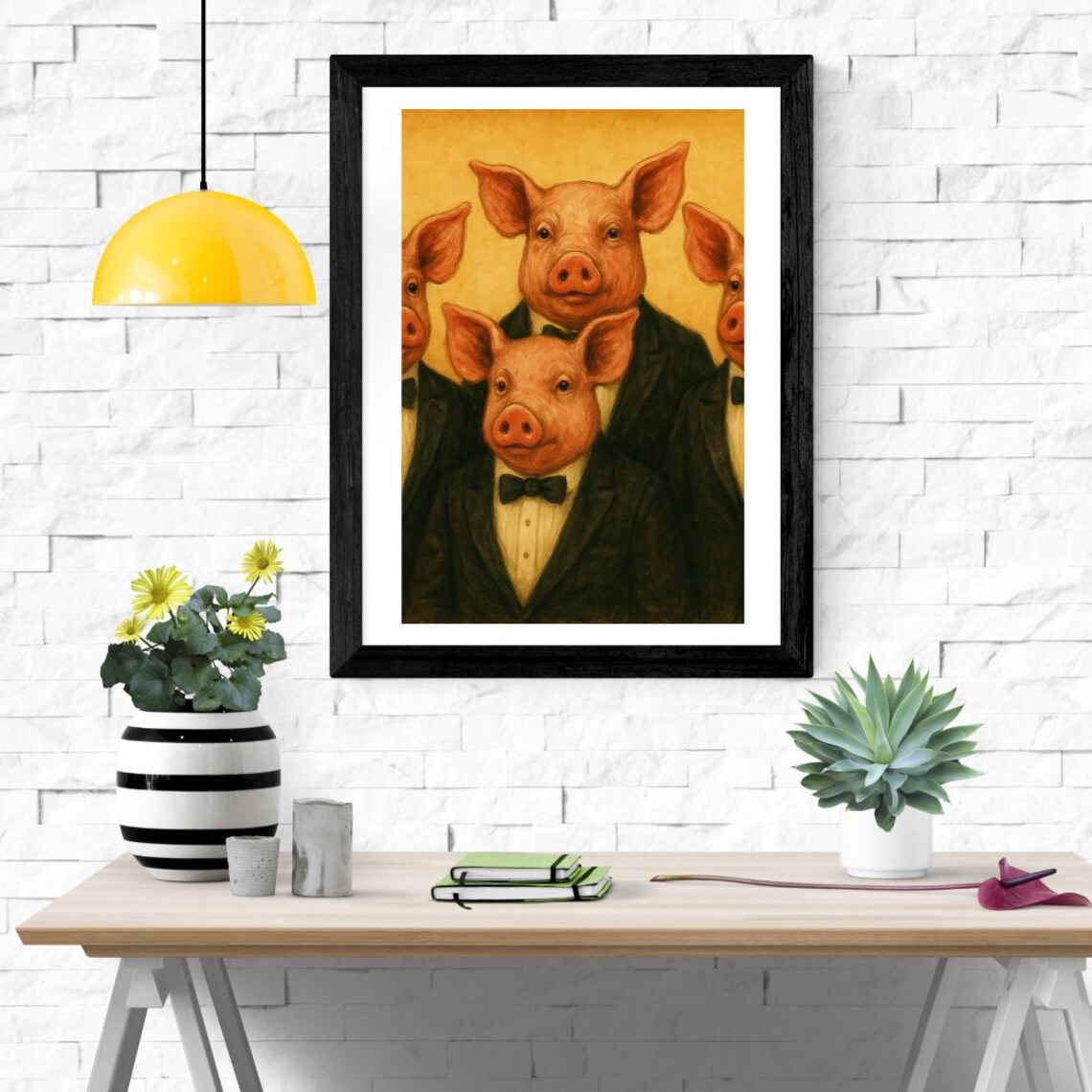 Funny Pig Bathroom Art – Vintage Pigs in Tuxedos Wall Print – Quirky ...
