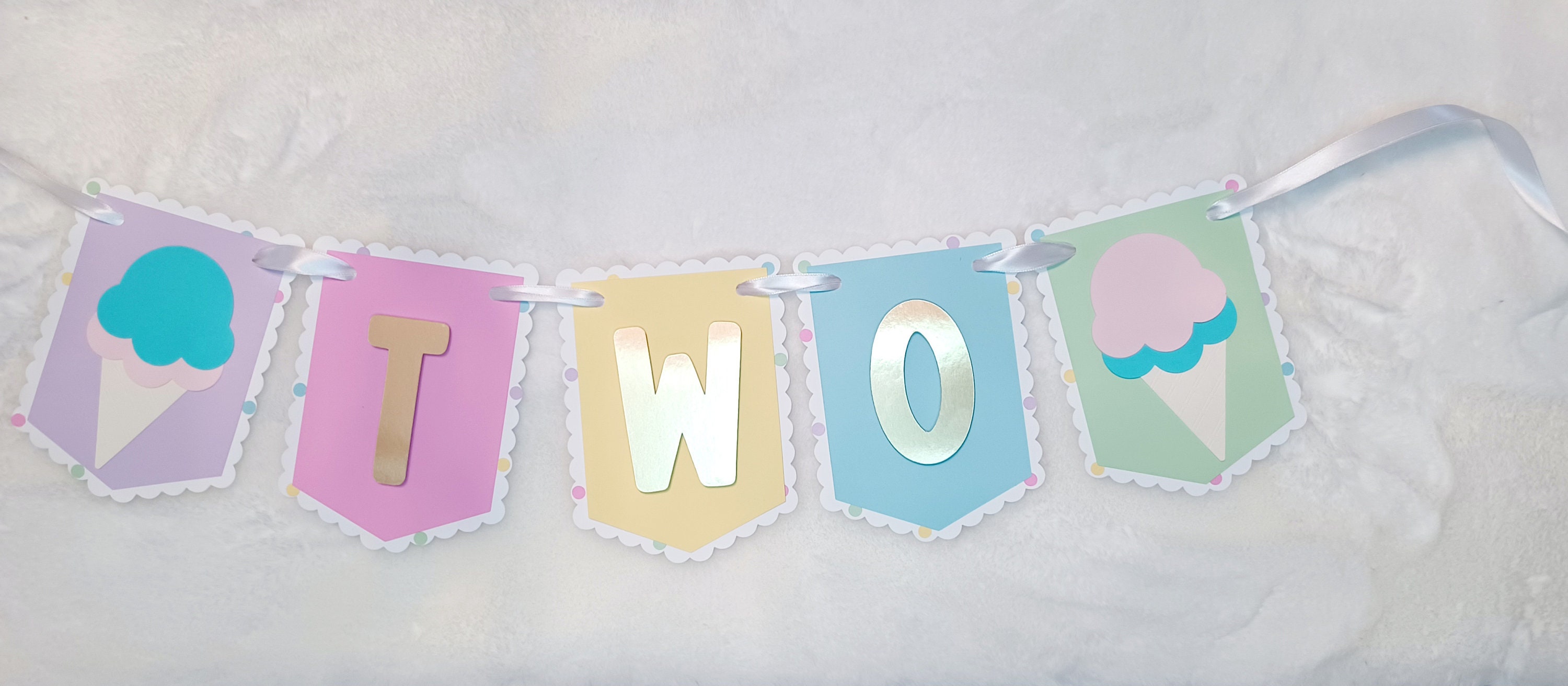 Colorful Birthday Banner | Ice Cream Cone Banner | Pastel Birthday ...