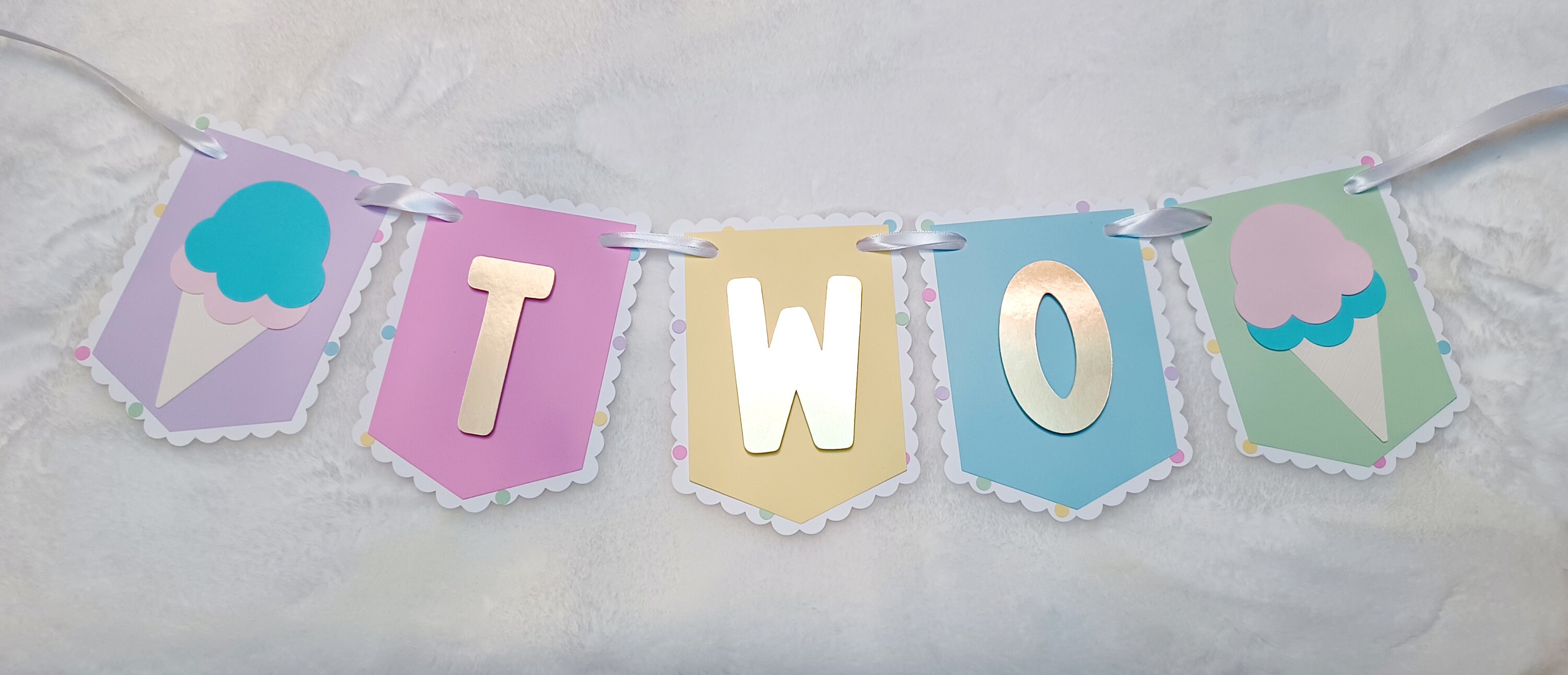 Colorful Birthday Banner | Ice Cream Cone Banner | Pastel Birthday ...