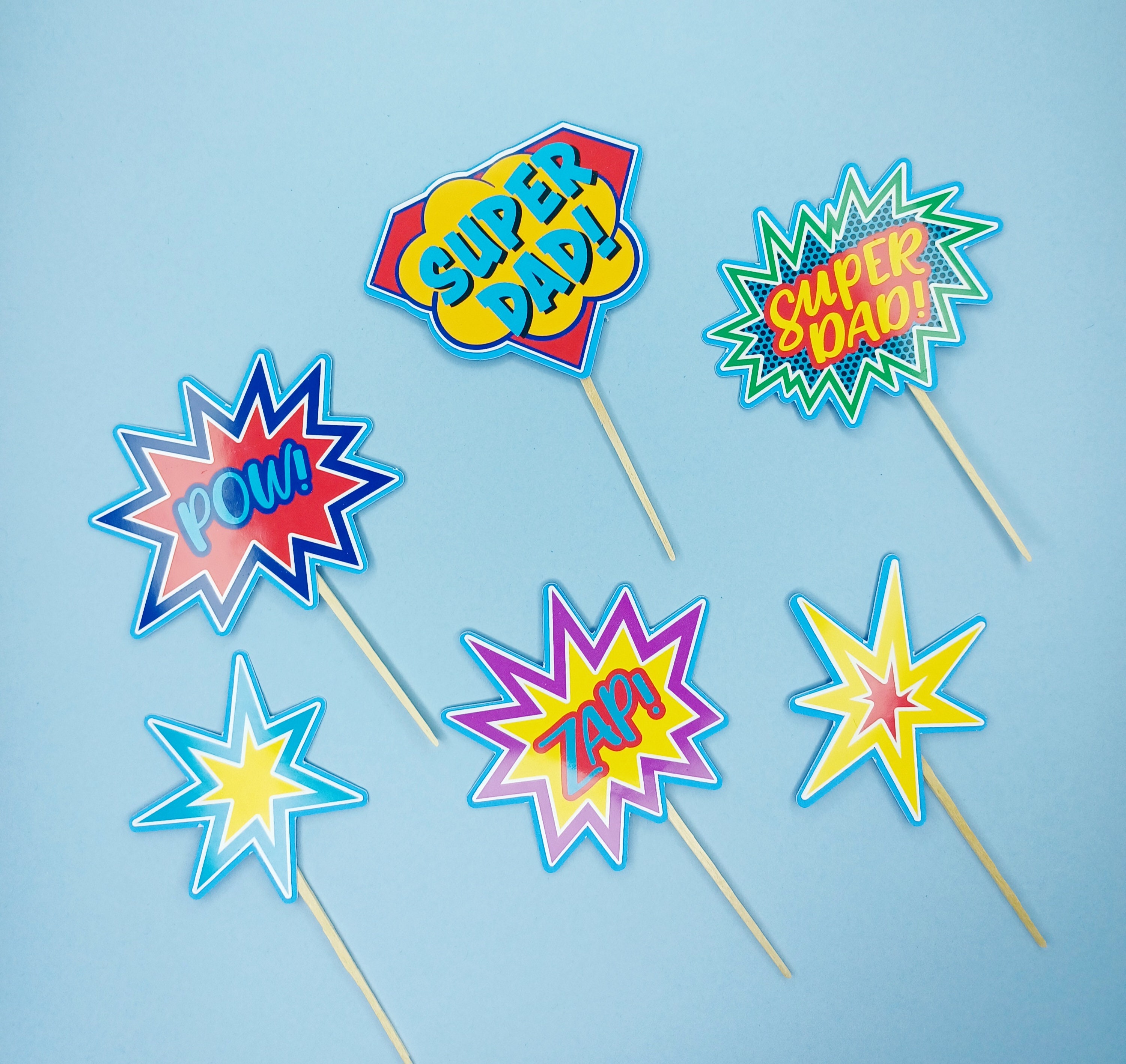 Fathers Day Cupcake Toppers Super Dad Cupcake Toppers Dad Father's Day ...