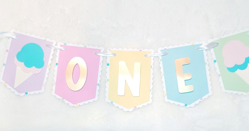 Colorful Birthday Banner | Ice Cream Cone Banner | Pastel Birthday ...