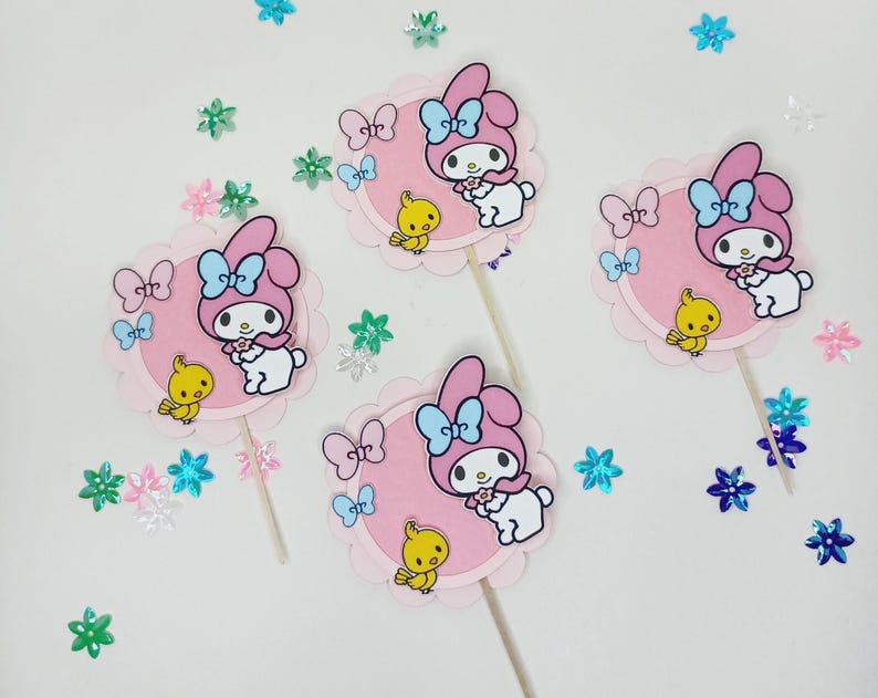 Kawaii Cinna Bunny Cupcake Toppers: Birthday Party Decorations - Etsy ...