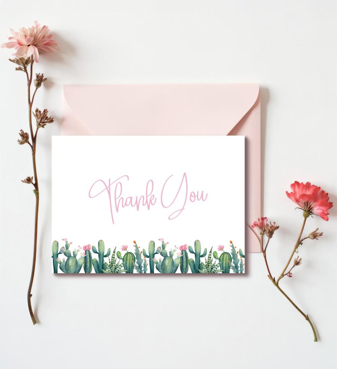 Cactus Thank You Card Template | 7*5 Template | Thank You Card ...