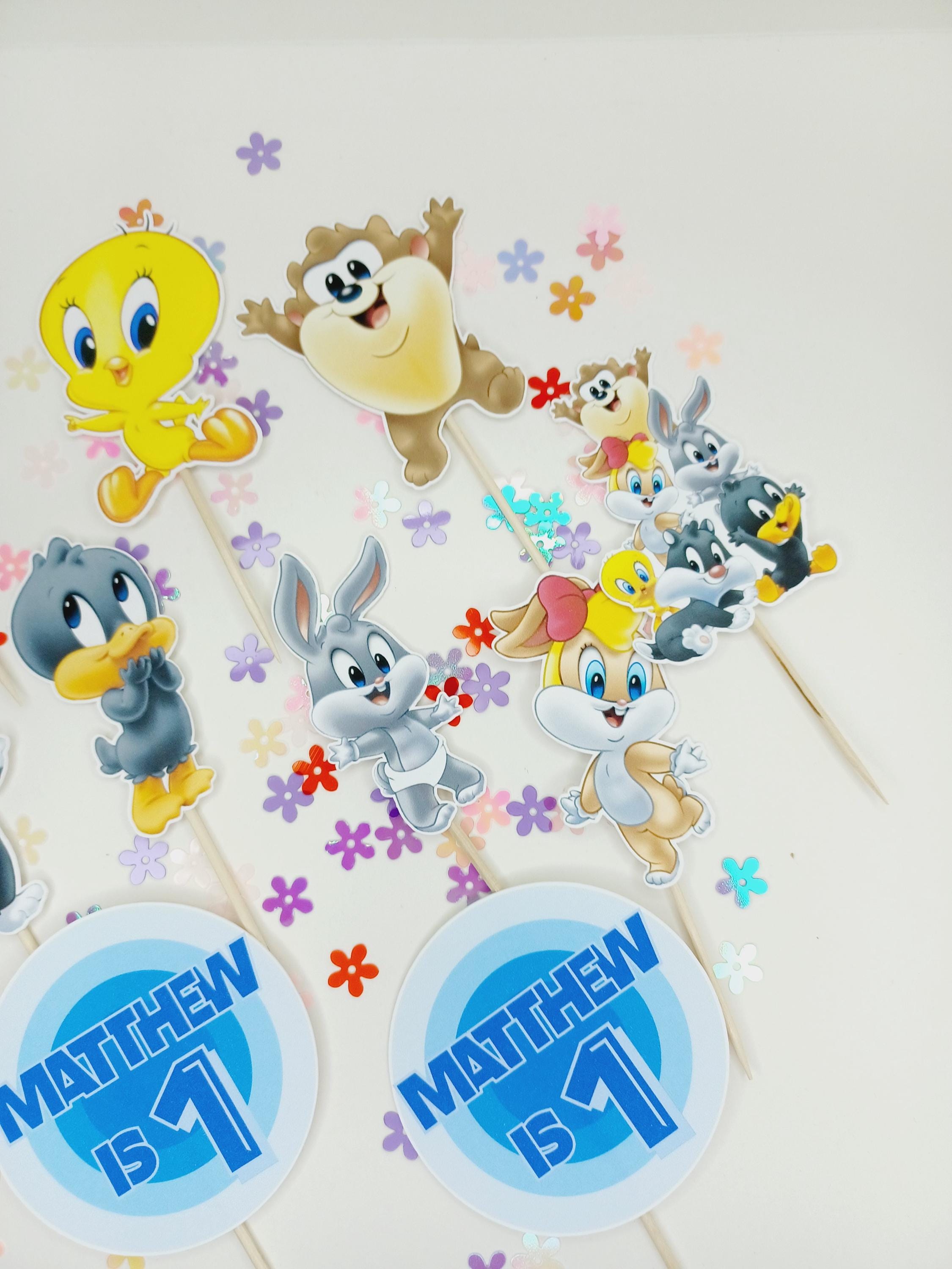 Baby Looney Tunes Cupcake Toppers: Cartoon Party Decorations - Etsy