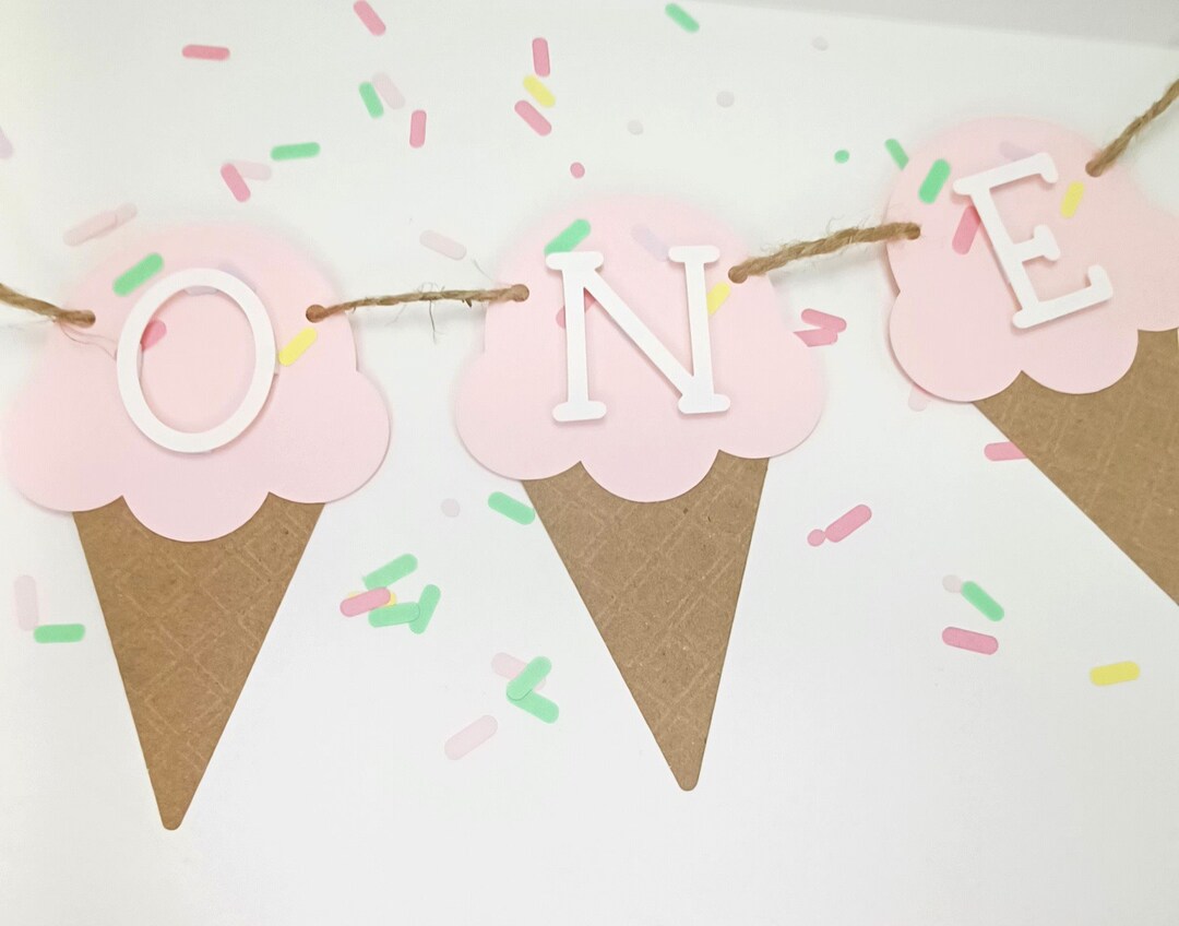 Ice Cream Birthday Banner | Ice Cream Cone Banner | Birthday Banner ...